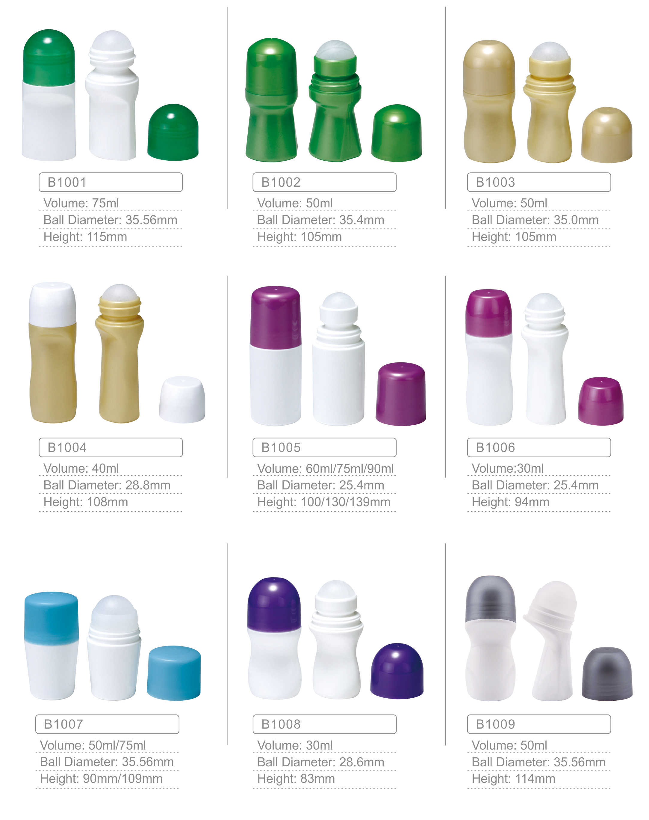 Empty Plastic 70ML Refillable Roll on Bottles Deodorant Containers with ...